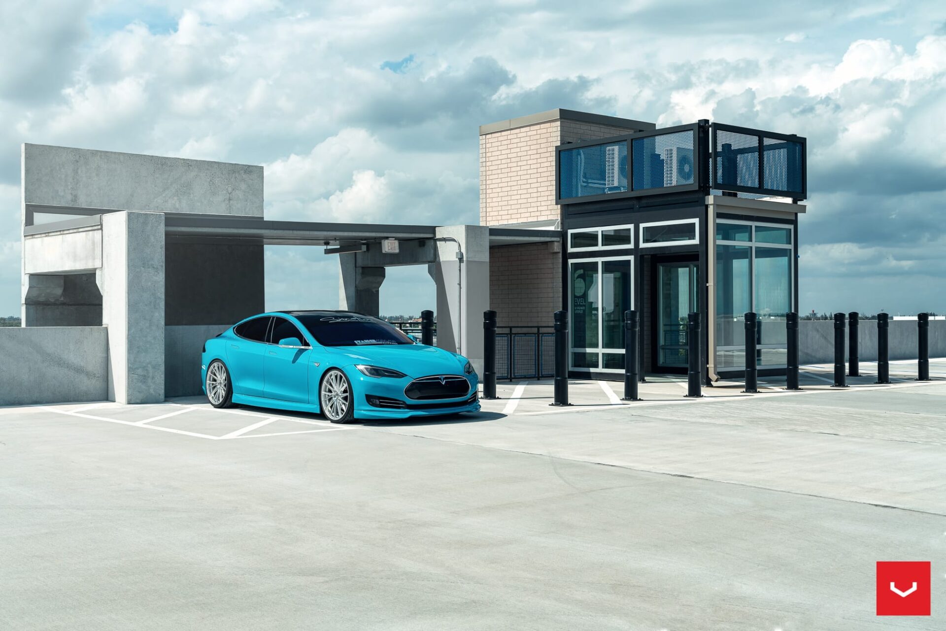 Tiffany Blue Tesla Model S On Vossen Hybrid Forged HF-4T Wheels - We ...
