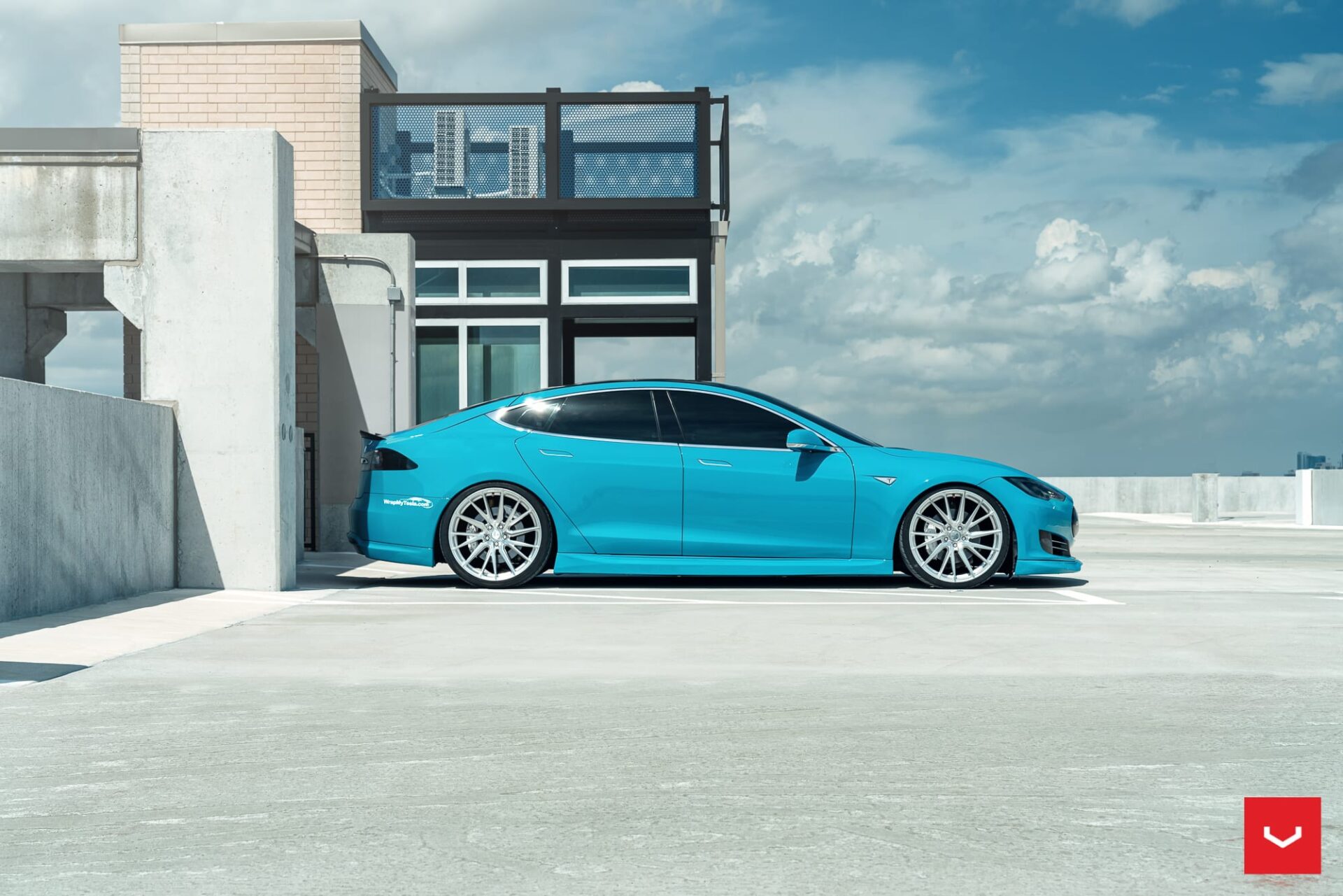 Tiffany Blue Tesla Model S On Vossen Hybrid Forged HF-4T Wheels - We ...