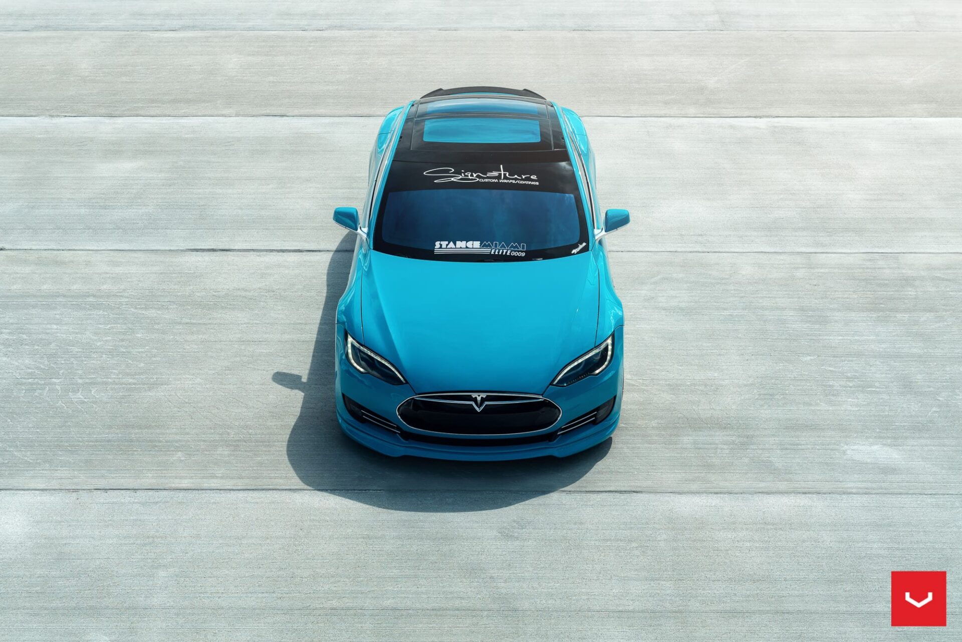 Tiffany Blue Tesla Model S On Vossen Hybrid Forged HF-4T Wheels - We ...